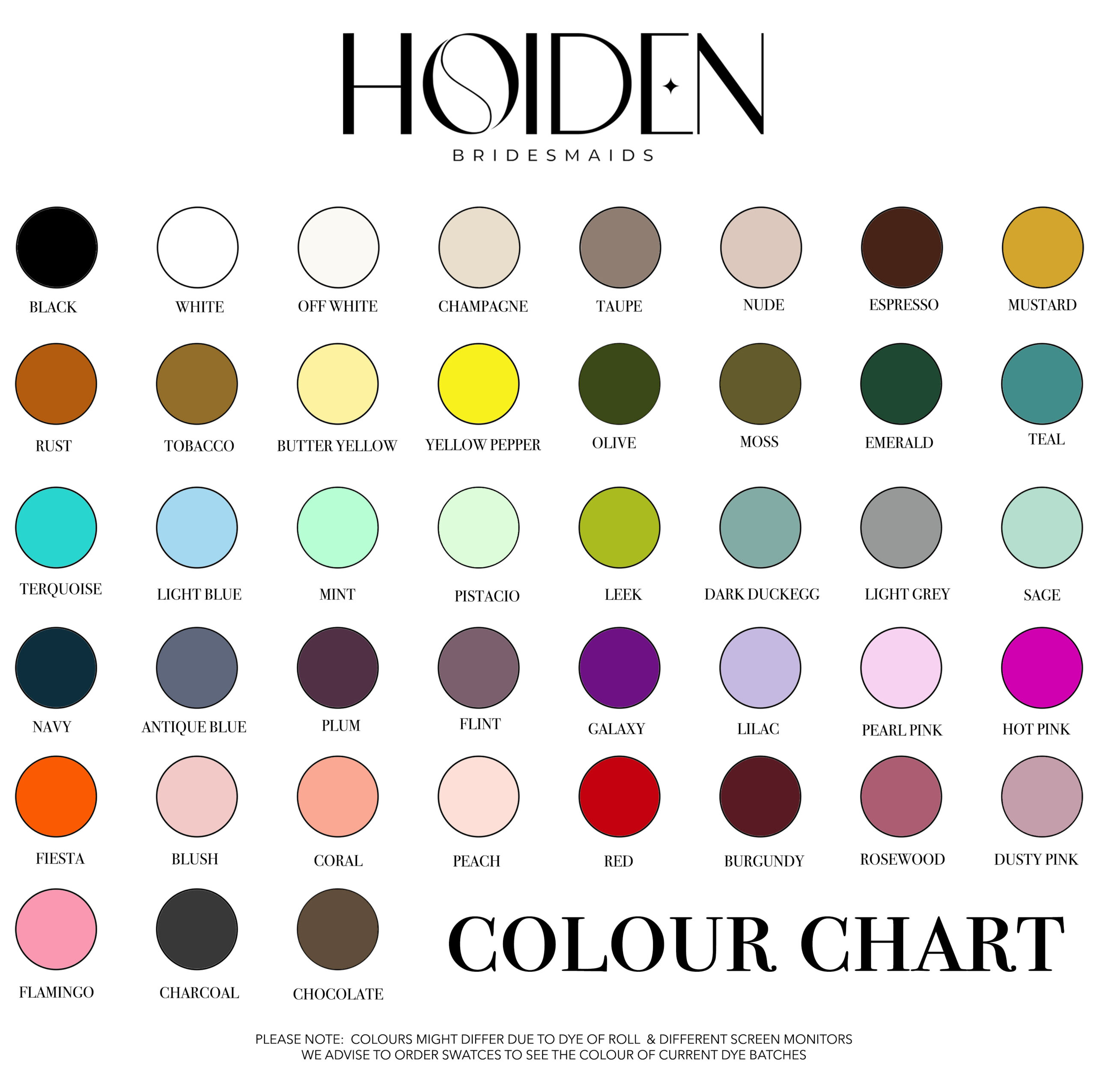 Colour Swatches - Hoiden
